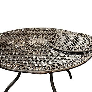 Oakland Living Ornate Traditional Outdoor Mesh Lattice Aluminum 59 inch Bronze Round Dining Table with Lazy Susan