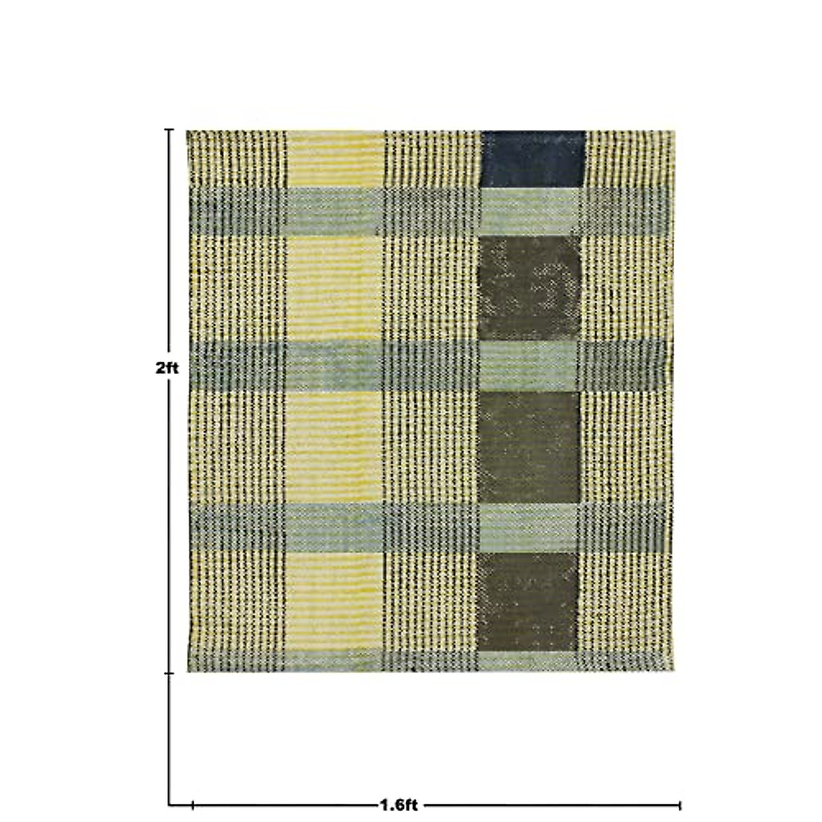 Casavani Indian Handmade Rug Geometric Green & Black Cotton Dhurrie Washable Kitchen Rugs with Tassels Farmhouse Throw Rugs for Bedroom,Laundry,Living Room,Porch 3x5 4x8 5x8 4x6 Feet