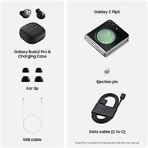 SAMSUNG Z Flip 5 Cell Phone (Mint) + $149.99 Buds 2 Pro (Graphite) 256GB Unlocked Android Smartphone w/Foldable, Compact Design, 12MP Camera, True Wireless Bluetooth Earbuds w/ANC, US Version