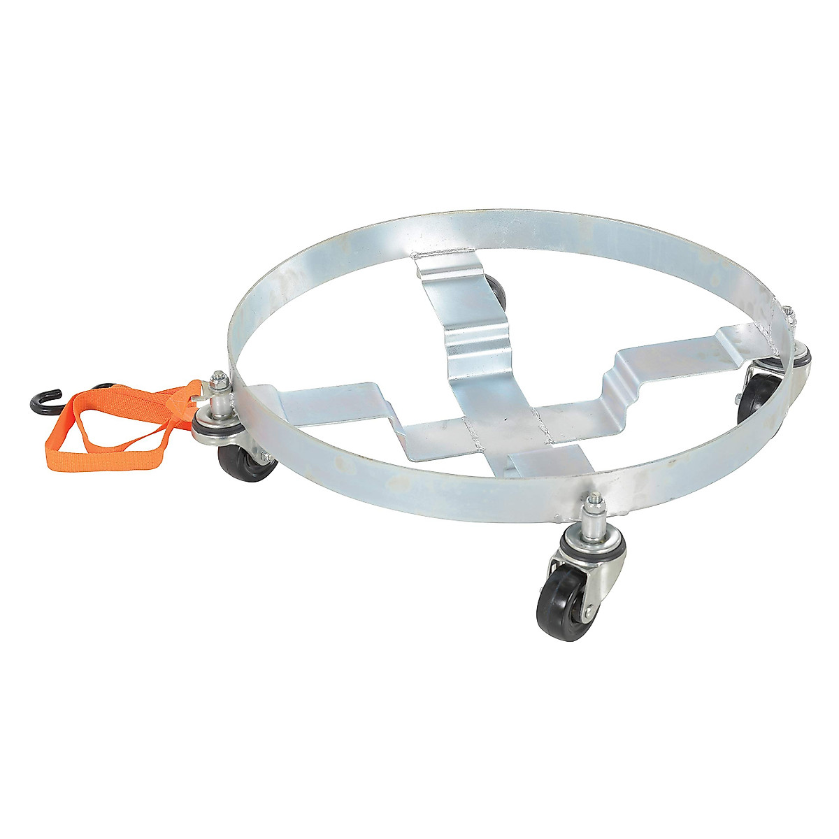 Vestil DRUM-QUAD-H Multi-Purpose Drum Quad Dolly, Bright Zinc Finish, 900 lbs Capacity