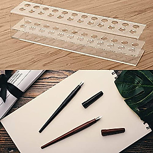 24 Hole Clear Acrylic Brush Display Pen Stand Holder Pen Organizer for Colored Pencils Paint Brushes Makeups Cosmetic Brush