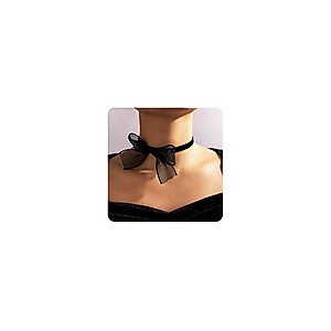 Jumwrit Black Lace Big Bow Choker Necklaces Sexy Gothic Style Adjustable Necklaces for Women