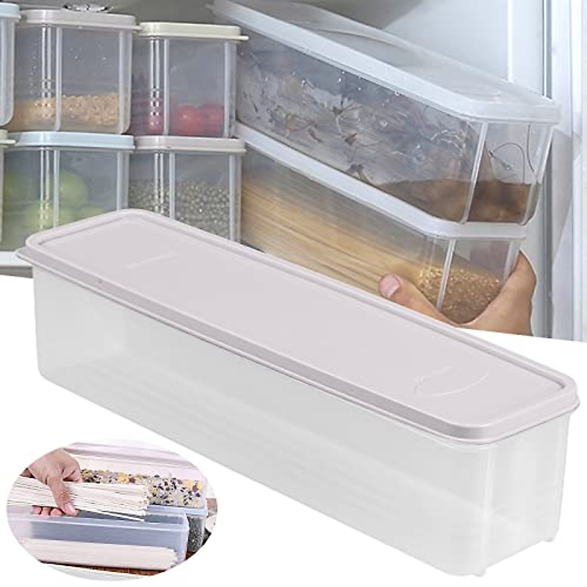 Pasta Container Noodle Storage Box Plastic Noodle Box Sealed Refrigerator Vermicelli Grain Storage Box With Lid Kitchen And Pantry Organization