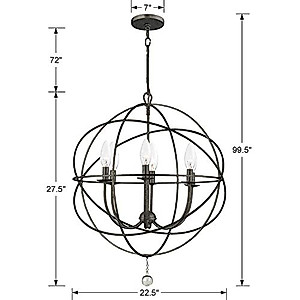 Crystorama Solaris 6 Light Bronze Sphere Chandelier - Ceiling Light Fixture - Chandeliers for Hallway, Living Room, Foyer, Farmhouse - Indoor Modern Chandelier and Flush Mount Light Fixture