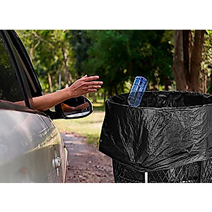 Alpine 48 Gallon Outdoor Trash Can - Commercial Stainless Steel Round Waste Receptacle for Parks, Walking Trails, Office Buildings, Restaurants, Schools, and More(Black Mesh)