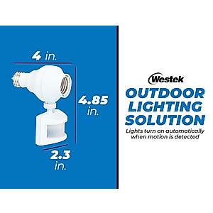Westek Screw In Motion Sensor Light Socket for Outdoor Lighting - This Motion Sensor Light Socket Adapter Turns On Lights When Movement is Detected, 20ft Distance - (OMLC163BC)