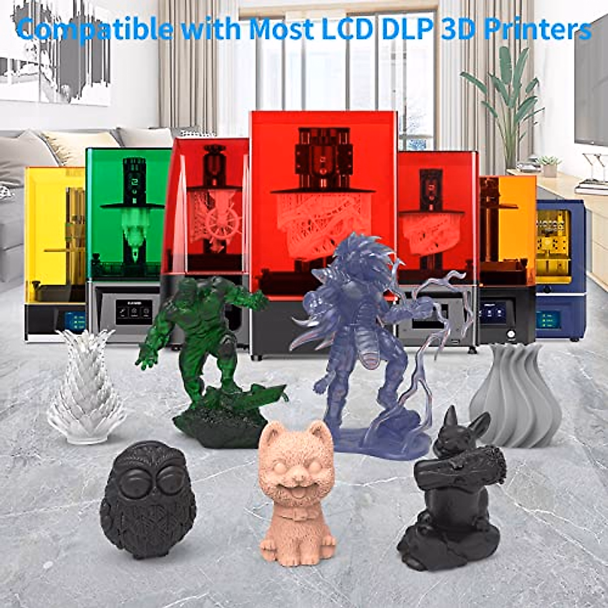 BIQU Standard Resin, 3D Printer Resin LCD Fast UV-Curing Resin 405nm Photopolymer Resin High Precision Low Odor for DLP/LCD 3D Printing (Beige 1000G)