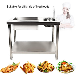 Stainless Steel Breading Table, Fried Food Prep Breader Station with Baskets, Breading Table Fried chicken FishFood Prep Station, for Chicken Fish Vegetable Fry