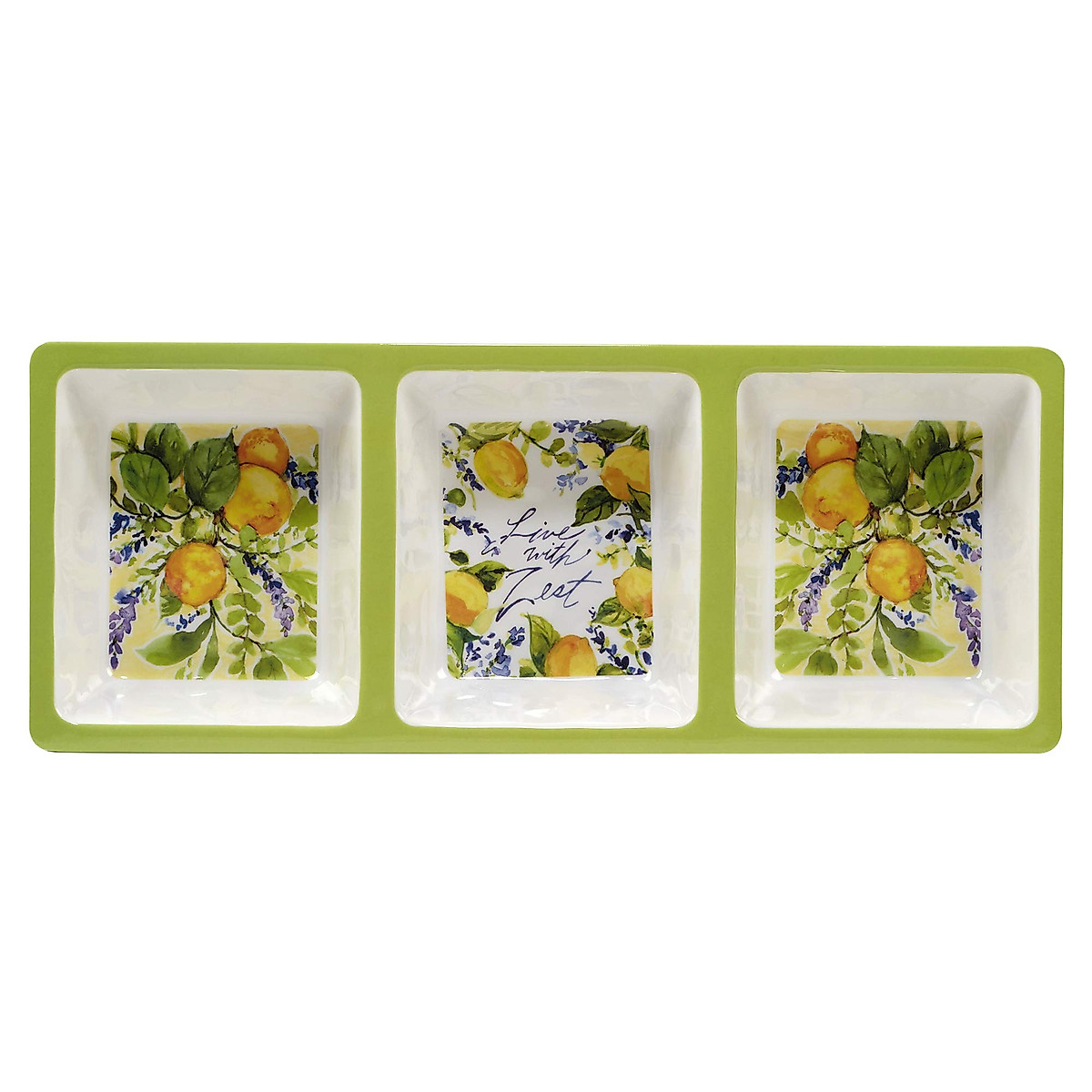 Certified International Lemon Zest 3 pc Melamine Hostess Serving Set, Multicolor