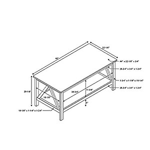 Linon Home Dcor Linon Home Decor Titian Coffee Table, 44.02"w x 21.97"d x 20"h, Antique Tobacco