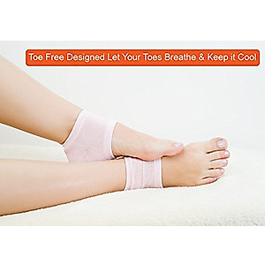 Selizo 5 Pairs Moisturizing Gel Heel Socks Open Toe Socks for Dry Hard Cracked Heels, 5 Colors