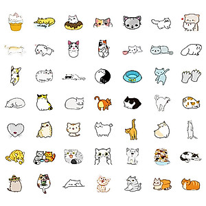 Animal Stickers for Kids, 50PCS Cute Cat Stickers for Water Bottles, Cartoon Kitten Laptop Skateboard Car Bike Helmet Luggage Waterproof Sticker DIY Graffiti Stickers Packs for Girls Teens Students