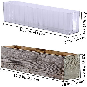 10 Pcs Plastic Planter Liners Clear Rectangular Plastic Liners for Flower Box Planter Window Box Planter 16.2" L x 3" W x 3.5" H for Indoor Outdoor Flower Arrangement Succulent Garden Windowsill Decor