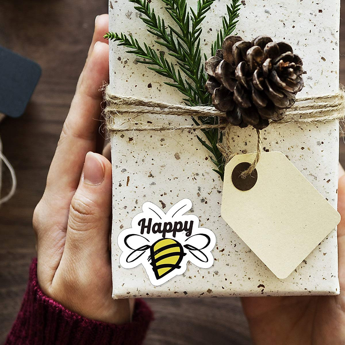 muminglong Muminglong 1.5 Inch Happy Bee Sticker,Thank You Sticker,Small Shop Sticker, Small Business, Handmade Sticker,Packaging Sticker, Baby Shower Sticker,500 PCS