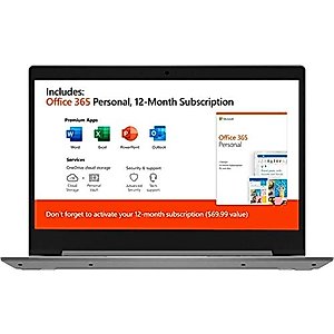 Lenovo 2020 IdeaPad 14" Laptop Computer, AMD A6-9220e 1.6GHz, 4GB Memory, 64GB eMMC Flash Memory, AMD Radeon R4, AC WiFi, Microsoft Office 365, 2 Year Warranty, Gray, Windows 10 Home