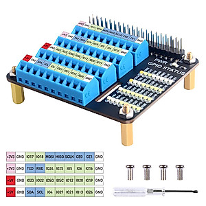 GeeekPi GPIO Screw Terminal Block Breakout Board HAT for Raspberry Pi, GPIO Expansion Board Breakout Module with GPIO Status LED for Raspberry Pi 4B/3B+/3B/2B/B+/Pi Zero W/Pi Zero 2 W
