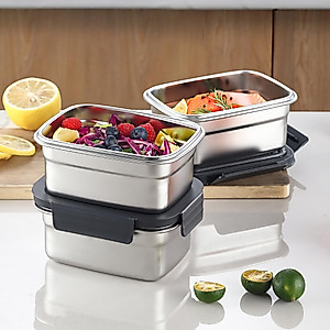 BEFOY 4PCS Stainless Steel Food Storage Container with Lids Leak Proof & Airtight for Kitchen Meal Prep freezer Rectangular,Reusable & Stackable Freezer Fridge Oven Dishwasher Safe (650 * 4)
