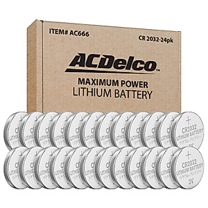 ACDelco 24-Count CR2032 Batteries, Lithium 3V Coin Cell Button Battery Pack for Watch and Small Electronics, 5 Year Shelf Life