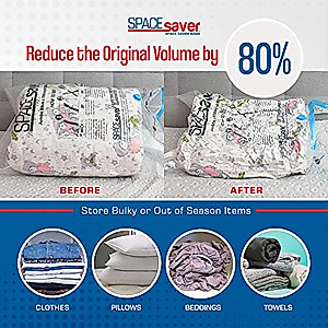 Spacesaver Vacuum Storage Bags (Electric Pump + Variety 10-Pack) Save 80% on Clothes Storage Space - Vacuum Sealer Bags for Comforters, Blankets, Bedding, Clothing - Compression Seal for Closet Storage.