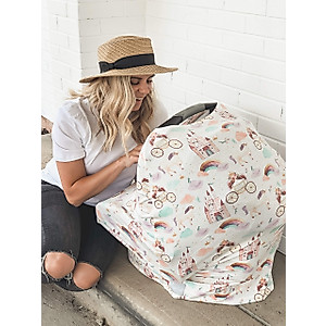 Baby Car Seat Cover Canopy and Nursing Cover Multi-Use Stretchy 5 in 1 Gift "Aussie" by Copper Pearl