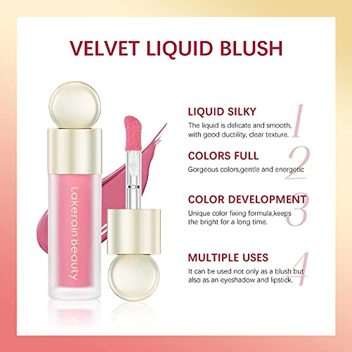 Liquid Blush, Soft Cream Liquid Blush for Cheeks, Light Weight,Long Lasting, Smudge Proof, Natural-Looking, Dewy Finish, For Natural-looking Flush & Everyday Wear (01#)
