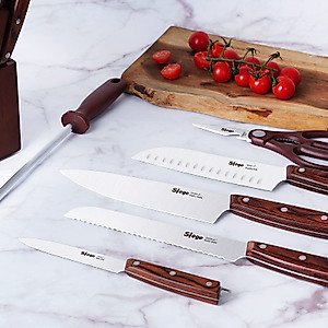 Knife Set,15-Piece Kitchen Knife Set with Block Wooden, Knife Block Set with High carbon stainless steel, Professional Chef Knife Set for Kitchen