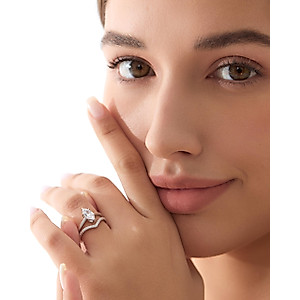 Michooyel 1.5ct Marquise Cut 2in1 Women's Engagement Ring Simulated Diamond Wedding Bands Ring Bridal Set Sterling Silver Promise Ring For Women