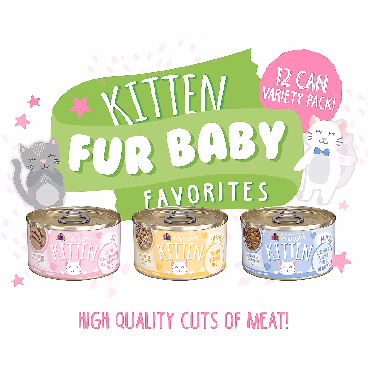 Weruva Kitten, Fur Baby Favorites Variety Pack, 3oz Can (Pack of 12)