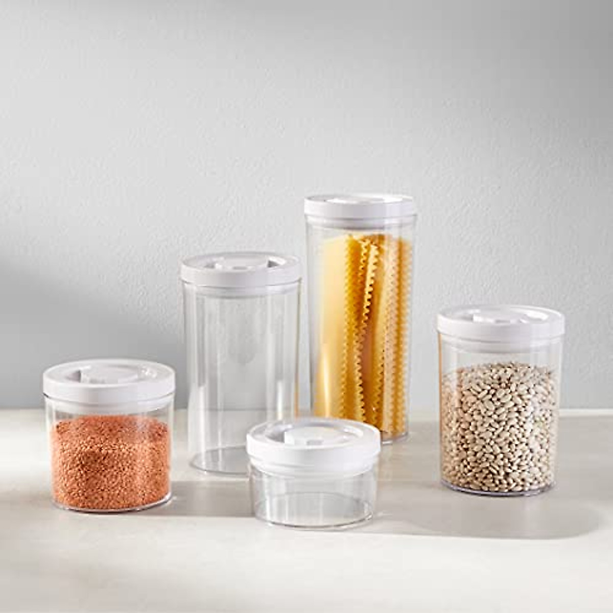 Amazon Basics 10-Piece Round Airtight Food Storage Containers for Kitchen Pantry Organization, BPA Free Plastic