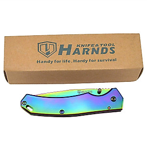 Harnds Pandora Folding Knife with 8Cr14MoV Stainless Steel Blade Pocket Knife with Frame Lock and Pocketclip (Combination)