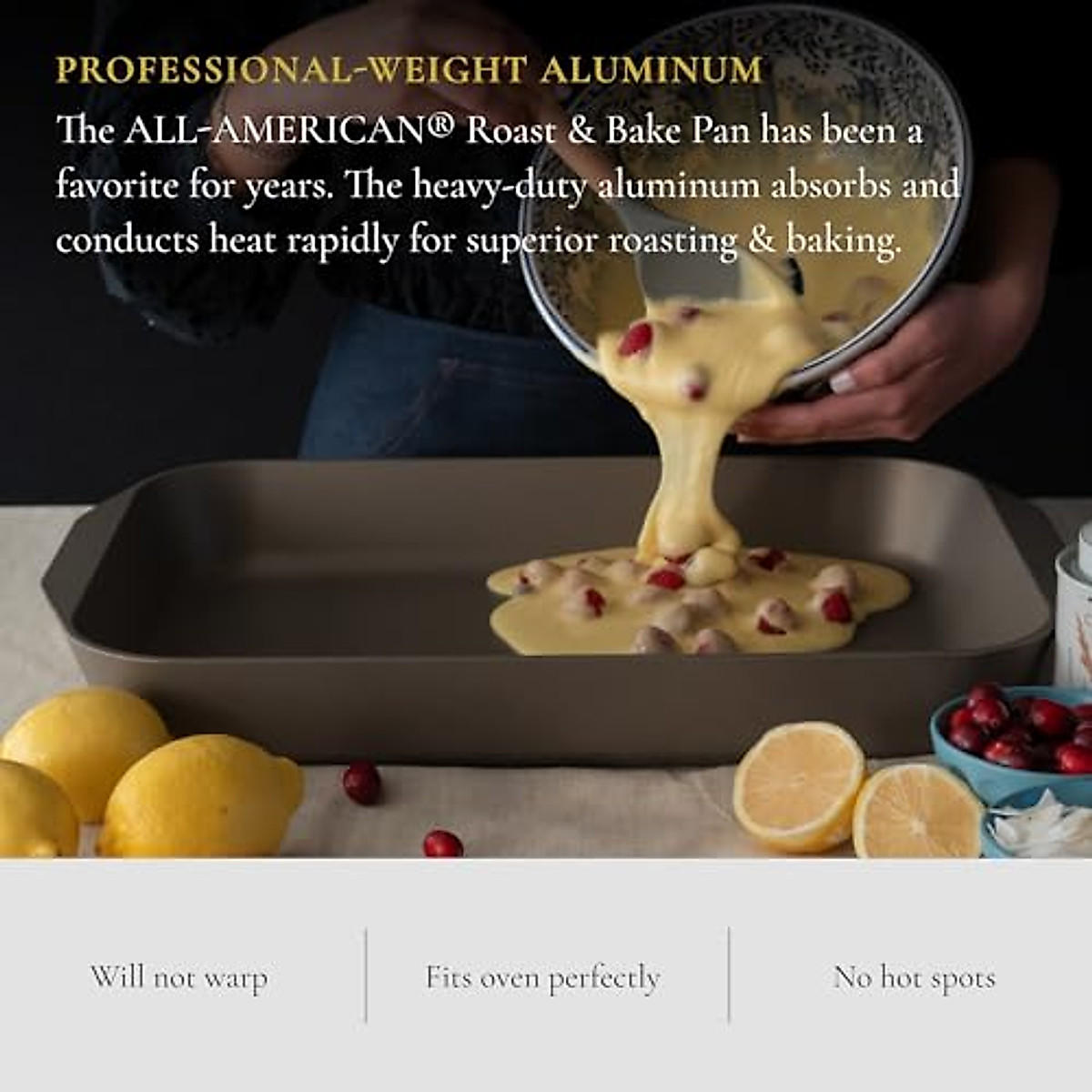 All American 1930 - Roast & Bake Pan with Premium Non-Stick - Heavy-Duty & PFOA Free - Use for Easy Roasting & Baking - Also Use as Double-Burner Range-Top Griddle - Made in the USA