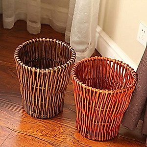 DYNN Trash can Wicker Woven Trash Can Retro Garbage Can Creative Garbage Bin Suitable for Bedroom Kitchen and Bathroom-with Liner Home/Commercial Use (Color : A)