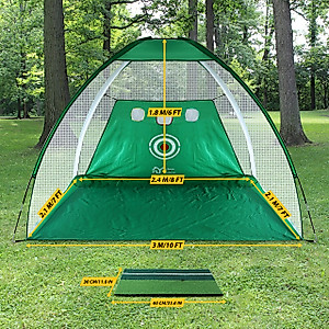 S.Y. Golf Net Golf Practice Net with Target Chipping Holes Hitting Golf Nets for Backyard Driving 6PCS Golf Balls Golf Mat Swing Training Indoor or Outdoor Adult Green