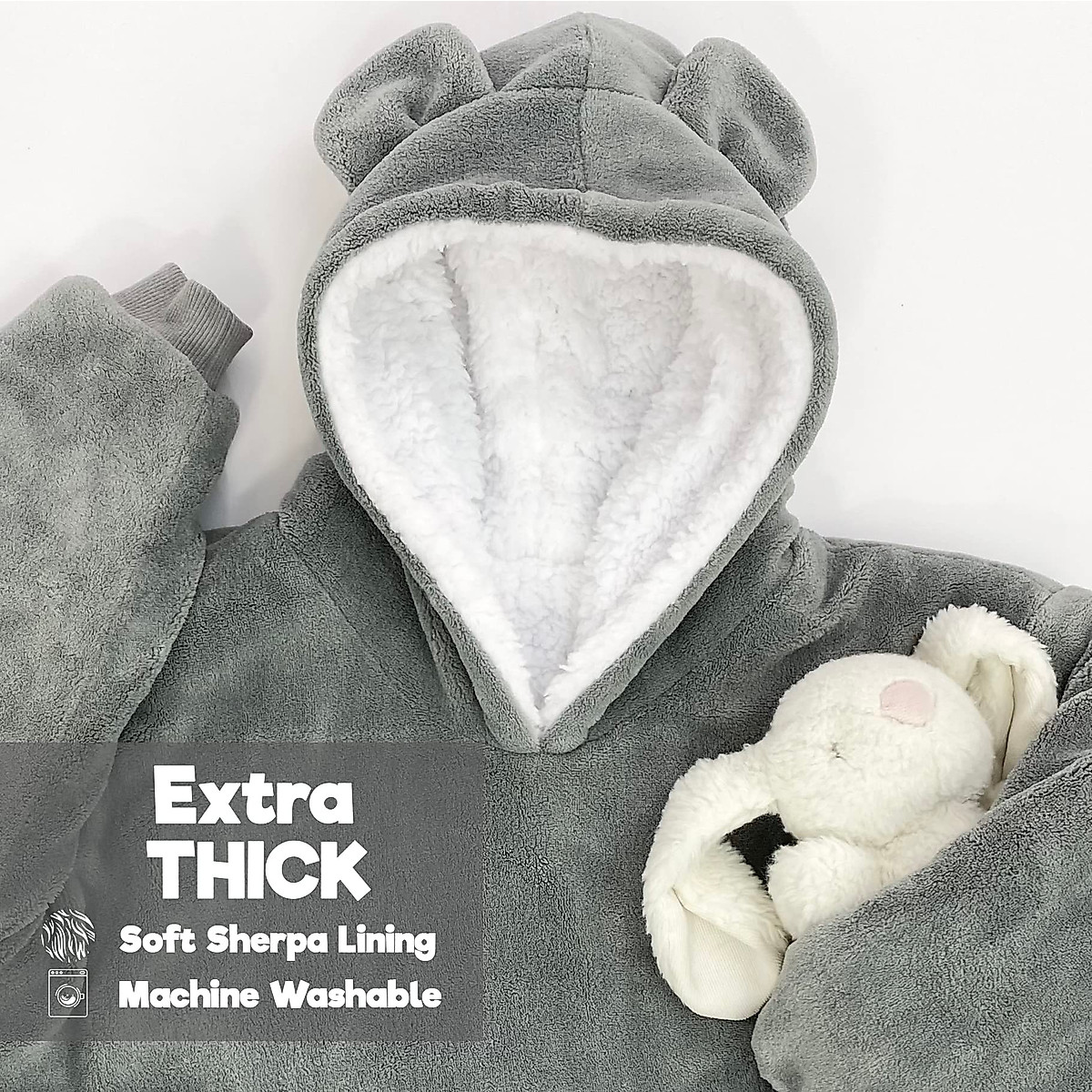 Wearable Blanket Kids 3-10yr, Fun Animal Kids Blanket Hoodie, Kids Comfy Hoodie Blanket, Kids Hooded Blanket Girl Boy Toddler (Blue Shark Hoodie)