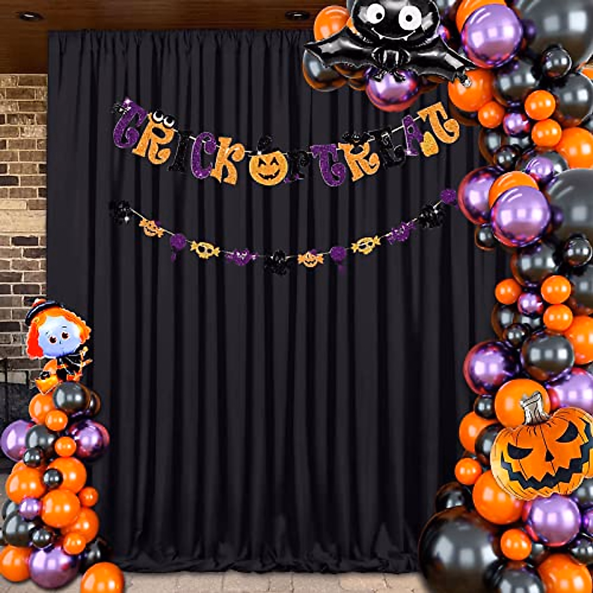 MoKoHouse 10ft x 8ft Black Backdrop for Parties Black Backdrop Drape for Birthday Wedding 2 Panels 5ft x 8ft