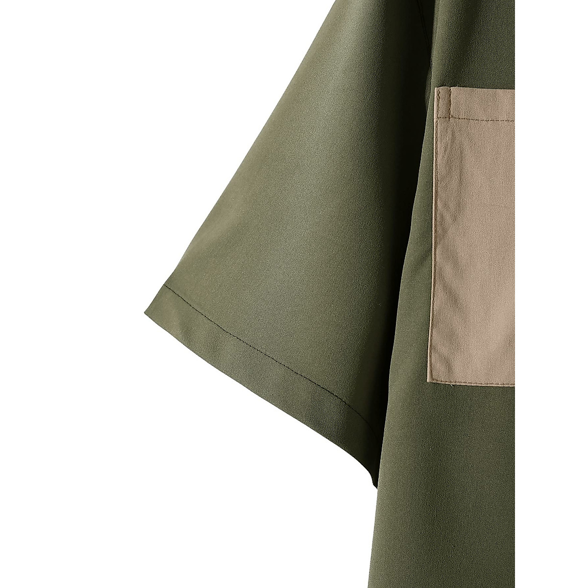 Floerns Men's Color Block Short Sleeve Collar Neck Button Down Shirt Top A Green Khaki M