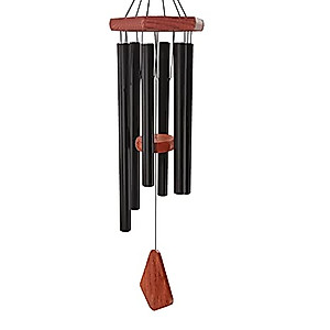Wind Chimes Outdoor Deep Tone, Wind Chime Outdoor Sympathy Wind-Chime with 6 Tuned Tubes, Elegant Chime for Garden Patio Black Windchimes