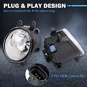 Left & Right Fog Light Assembly Compatible with Toyota Venza Avalon Camry Corolla Highlander Matrix Prius RAV4 Solara Yaris, Lexus GS350 HS250h LX570 RX350 RX450h 2006-2013 with H11 12V 55W Bulbs