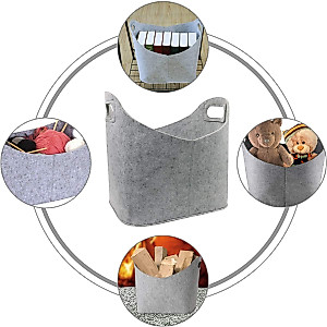 LIMEIDE Portable Felt Foldable Holder Bag/Bin/Basket for Storage,Grey Felt Bin with Handles,Collapsible & Stronger Storage Solution for Office,Bedroom,Camping,Toys Large,15.8x11.8x15.8 inches (LxWxH)