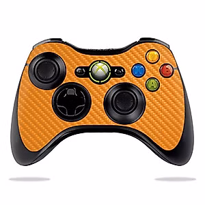 MightySkins Carbon Fiber Skin for Microsoft Xbox 360 Controller - Orange | Protective, Durable Textured Carbon Fiber Finish | Easy to Apply, Remove, and Change Styles | Made in The USA