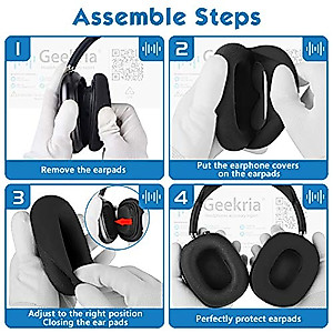 Geekria Silicone Earpad Covers Compatible with AirPod Max, Earpad Protector/Earphone Covers/Earpad Cushion/Ear Pad Covers/Headphone Covers, Easy Installation No Tool Needed (Black)