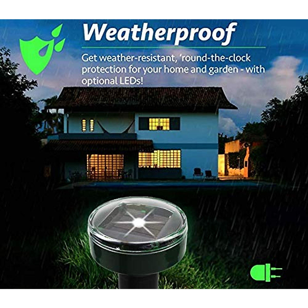 Senca 2 in 1 Solar Waterproof Outdoor Pathway Light Powered Sonic Pest Repellent, 4 Pack, Repel Mole, Gopher, Snake, Vole, Mouse for Lawn Garden Yards, Backyard, Humane Pest Control