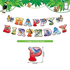 Harloon 32 Pcs Bird Birthday Decoration, Happy Birthday Banner Cake Toppers Hawaiian Balloons Bird Party Decorations for Birthday Wedding Baby Shower Tiki Bar Luau Tropical Themed Supplies