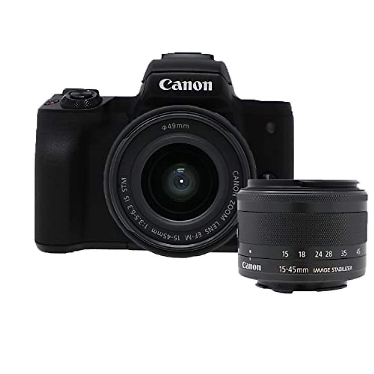 Canon Intl. EOS M50 Mark II Mirrorless Digital Camera (Black) & 15-45mm STM + EF 75-300mm III Lens wEOS M Mount Adapter + 32GB Transcend Memory Card, Shoulder Bag & Essential Accessory Bundle