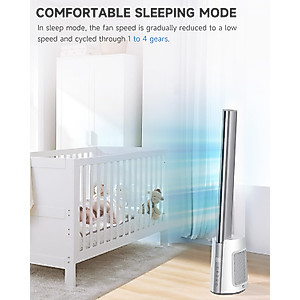 Gimify 40'' Bladeless Tower Fan for Home with Remote Control, Quiet 120° Oscillating Fan with 3 Modes 12 Wind Speeds,12H Timer, Standing Fan with HEPA Filter 99.97% Smoke Dust for Bedroom Office