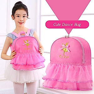 HICCUPfish Cute Ballet Dance Bag Princess Backpack Pink Shoulder Bag Girls (Tutu shoes)