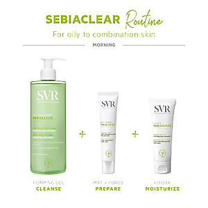 SVR Sebiaclear Moisturizing Face Cream with Niacinamide, Hyaluronic Acid and Ceramides, Soothing Moisturizer for 48h of Hydration, Reduces the appearance of marks. For Oily Sensitive Skin, 1.4 oz.