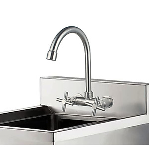 UMANYI Commercial Kitchen Faucets Wall Mount 4 inch Center Stainless Steel Brushed Nickel Utility Laundry Sink Faucet RV Faucet with High Arc Spout 2 Handle SSKF09-3