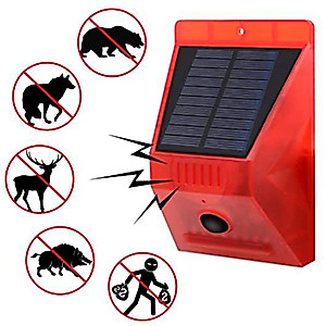 Aolyty Solar Warning Light with Motion Detector Remote Control, IP65 Waterproof Solar Alarm Light 4 Work Modes 129db Sound Security Siren Light for Home, Farm, Barn, Villa, Yard, Hacienda