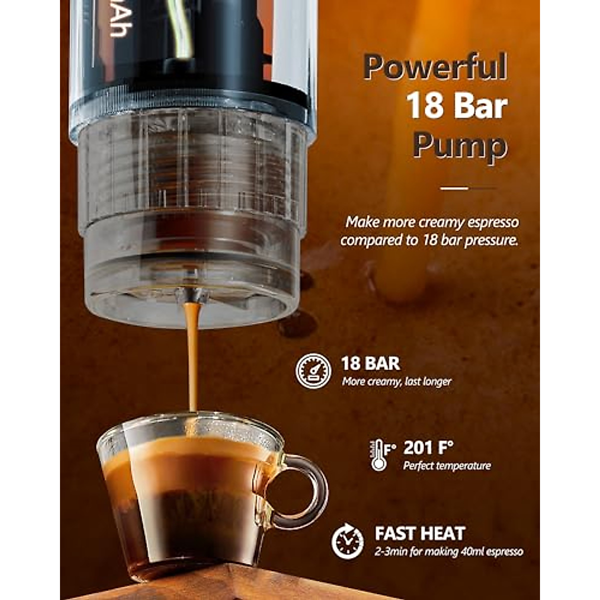 CONQUECO Portable Espresso Coffee Machine: 12V Electric Small Travel Expresso Maker - Self Heating 8 Cups Battery Powered Compatible for Nespresso Capsule - for Camping RV Hiking Office (w/Handbag)